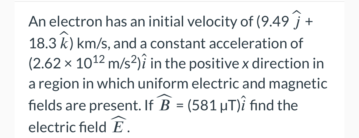 Solved An electron has an initial velocity of 18.3hat(k), | Chegg.com
