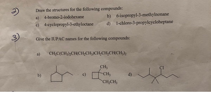 Solved Draw the structures for the following compounds: b) | Chegg.com