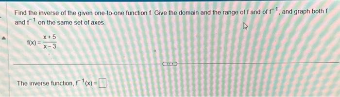 Solved Find the inverse of the given one-to-one function f. | Chegg.com