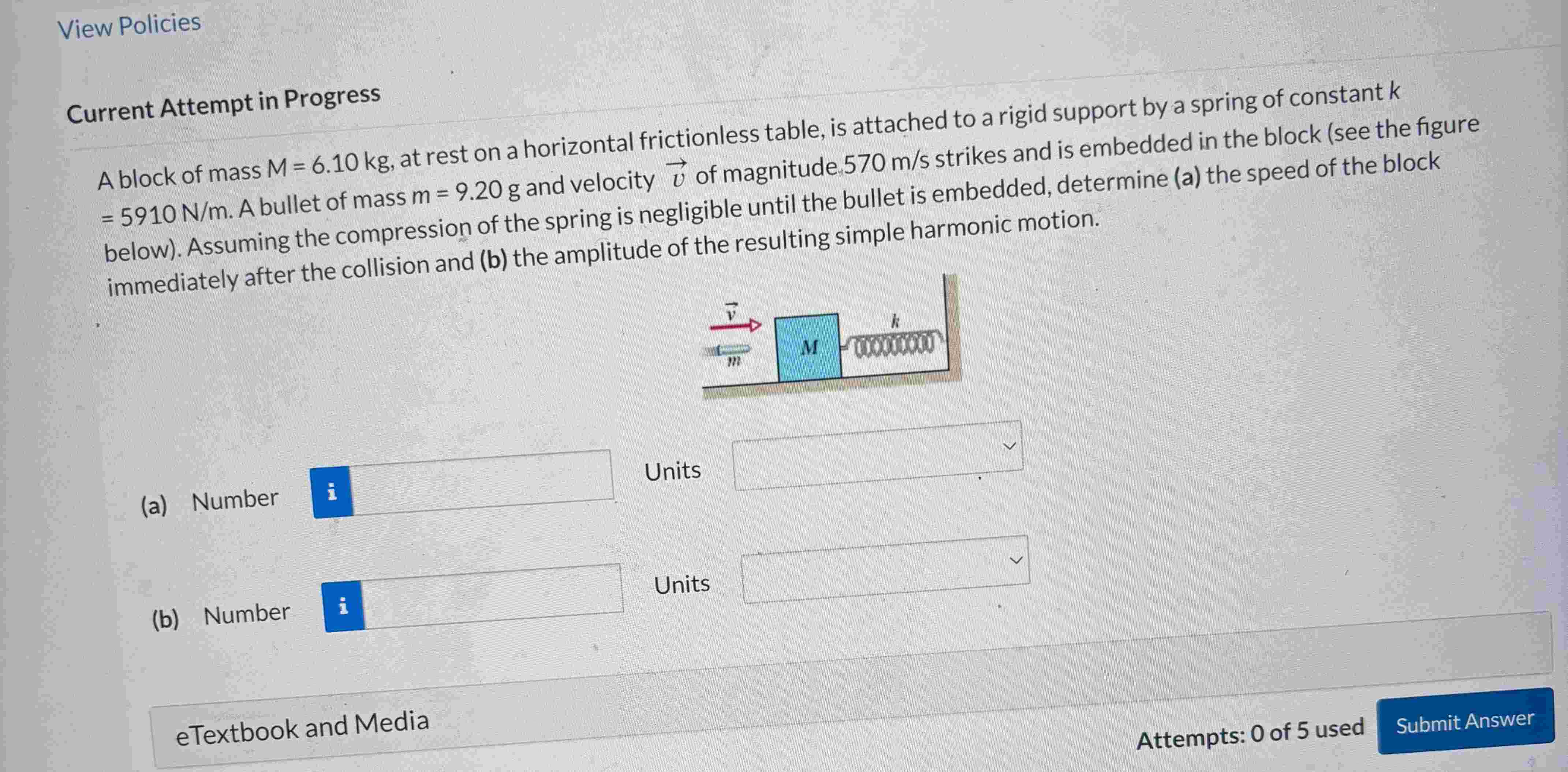 Solved A block of mass M=6.10kg, ﻿at rest on a horizontal | Chegg.com