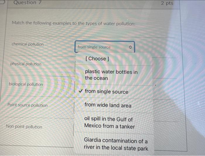 Solved Match the following examples to the types of water | Chegg.com