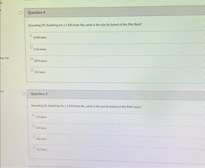 Solved Assuming 2K clustering for a 1100 -byte file, what is | Chegg.com