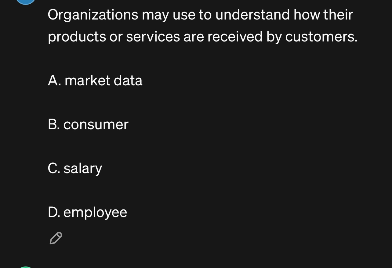 Solved Organizations may use to understand how their | Chegg.com