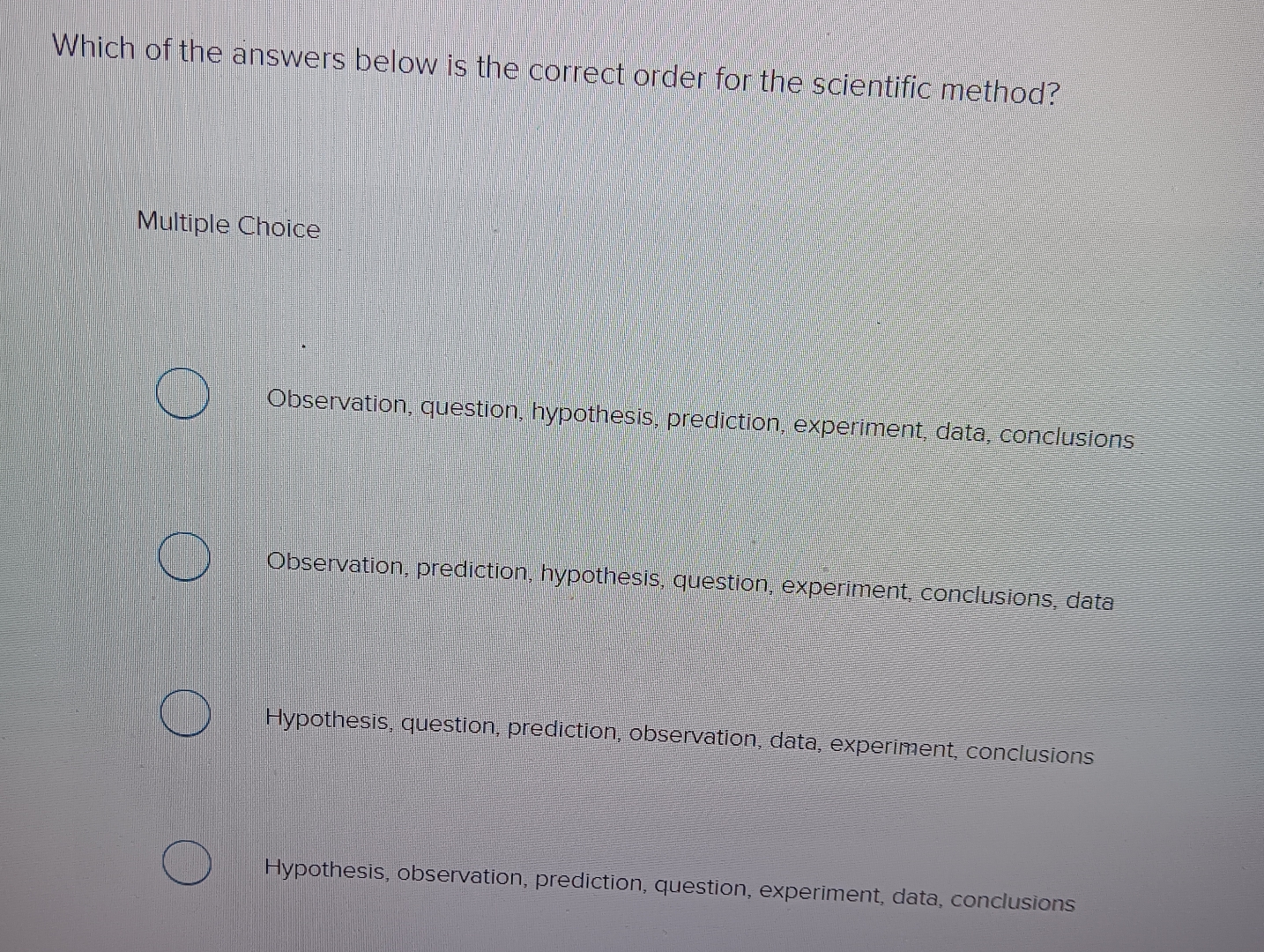 Solved Which of the answers below is the correct order for | Chegg.com