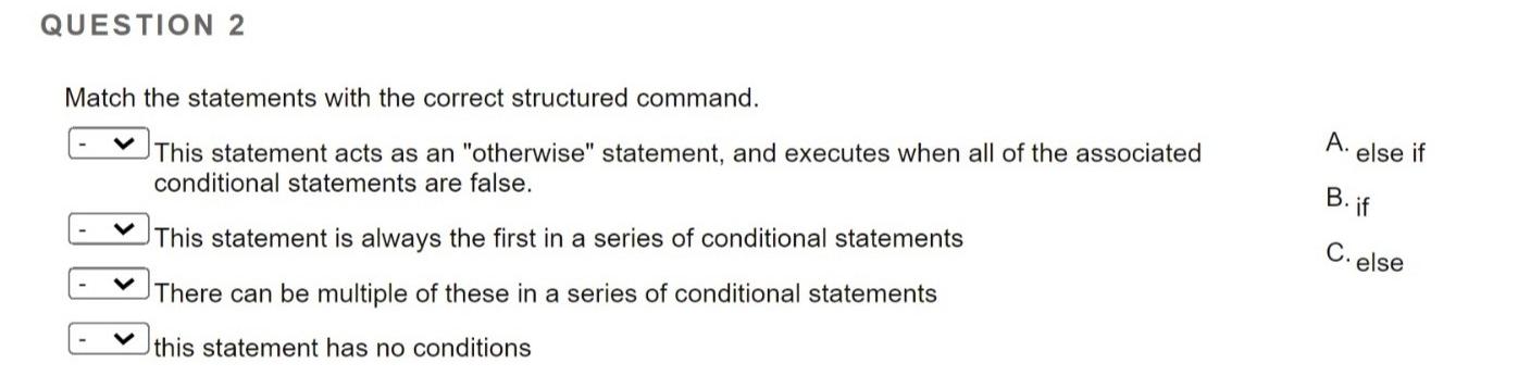 Solved QUESTION 2 Match the statements with the correct | Chegg.com