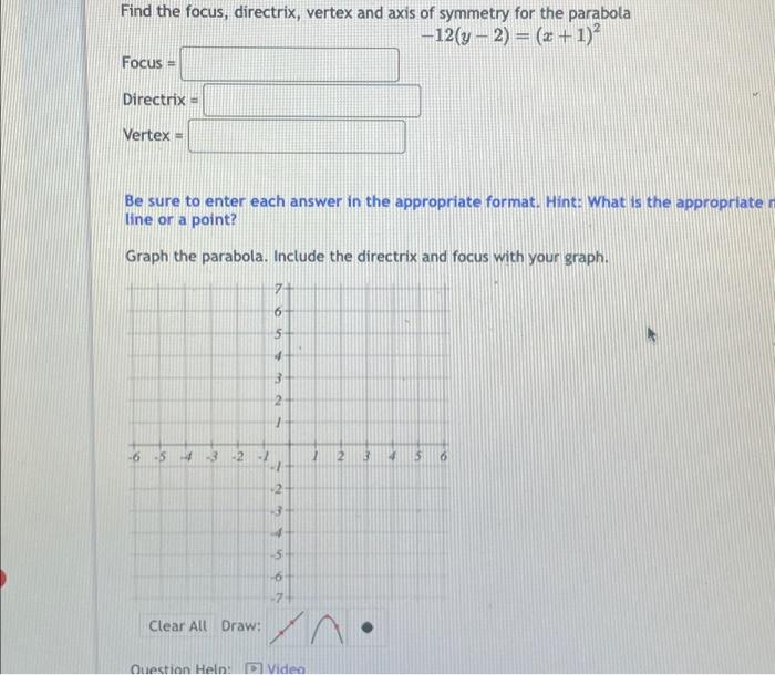 Solved Find the focus, directrix, vertex and axis of | Chegg.com