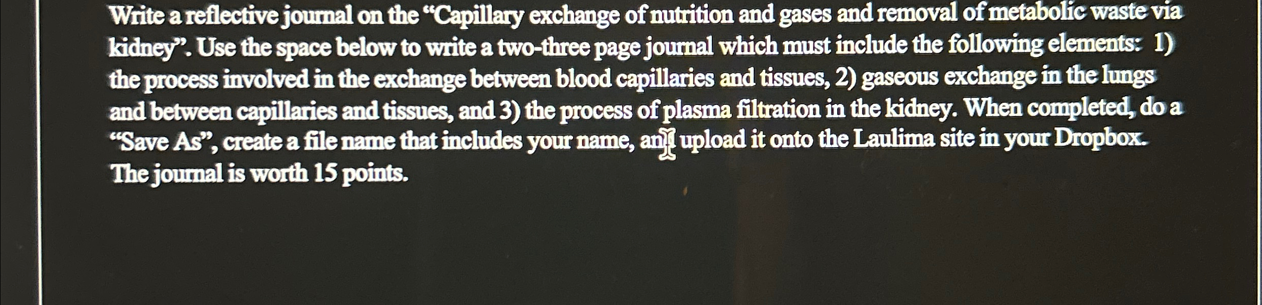 Solved Write a reflective joumal on the "Capillary exchange | Chegg.com