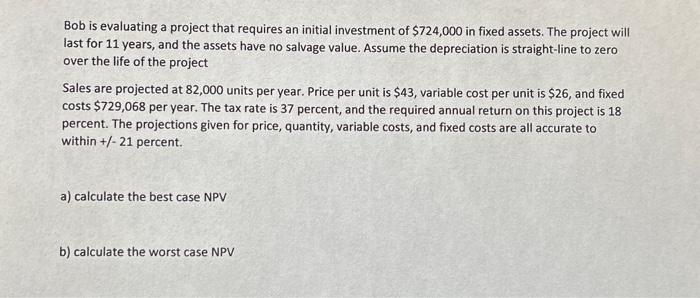 Solved Bob is evaluating a project that requires an initial | Chegg.com