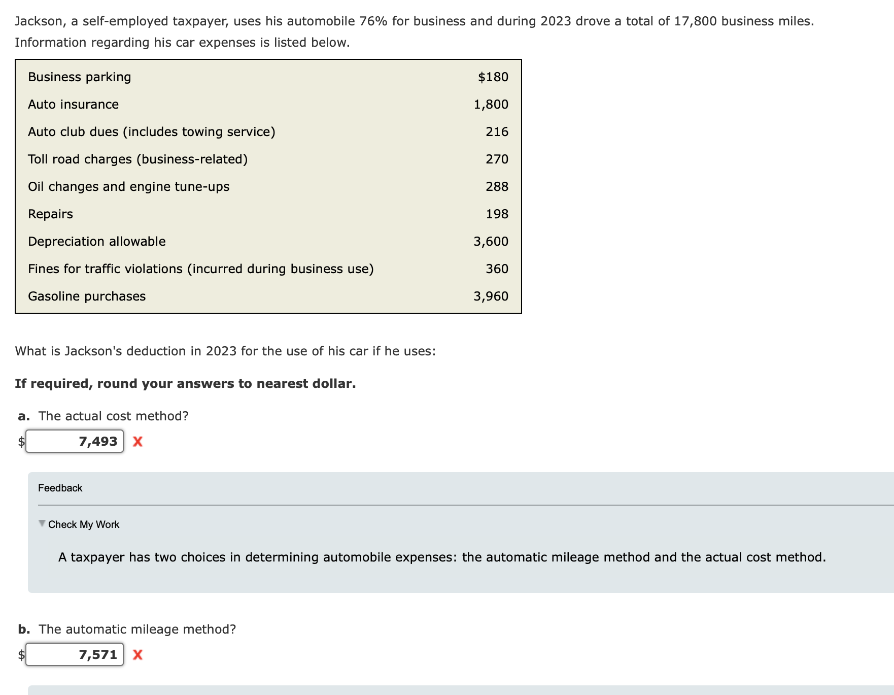Solved Jackson, a self-employed taxpayer, uses his | Chegg.com