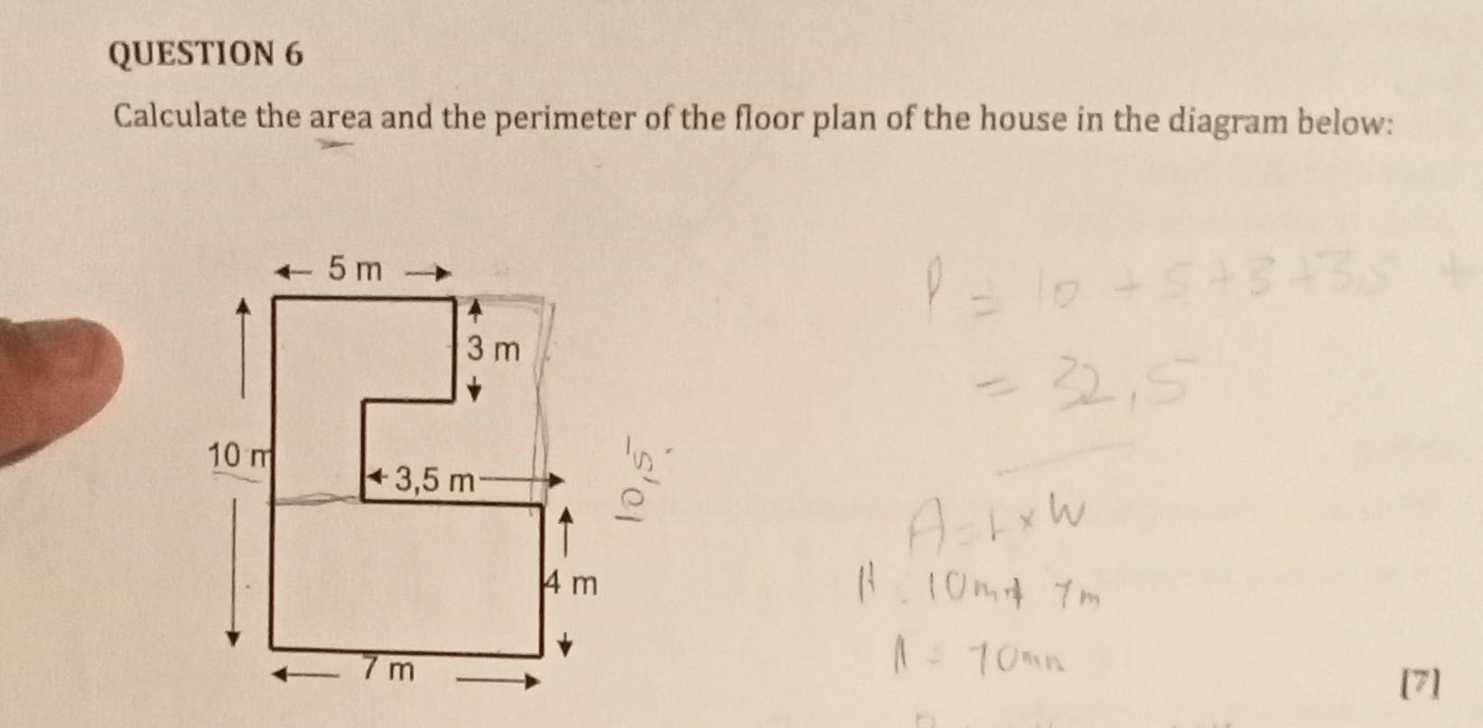 Solved Calculate the area and the perimeter of the floor | Chegg.com