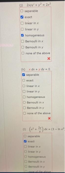 Solved (c) (x+1)dxdy=−y+5 separable exact linear in x linear | Chegg.com