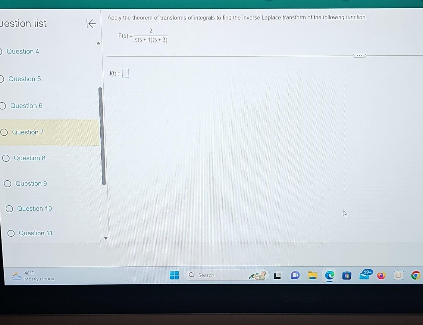 Solved Question 4 Question 5 Apply The Theorem Of Transforms