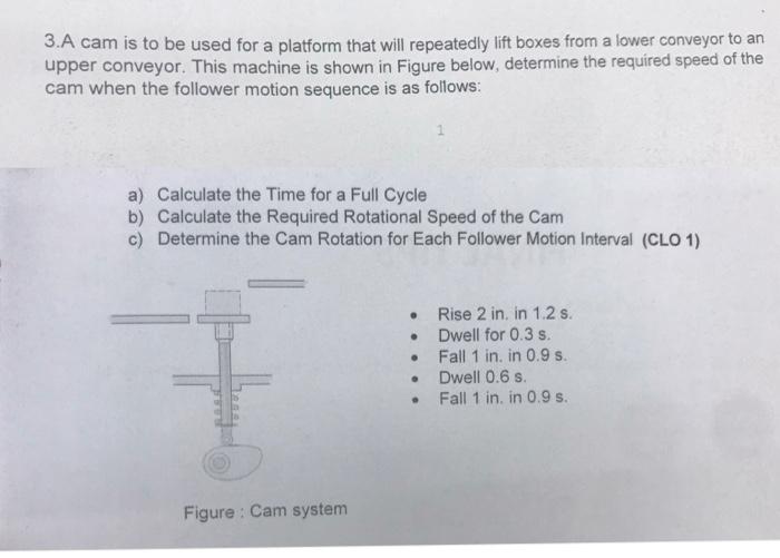 Solved 3.A cam is to be used for a platform that will | Chegg.com
