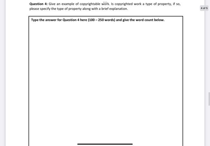 Question 4: Give an example of copyrightable work. Is | Chegg.com