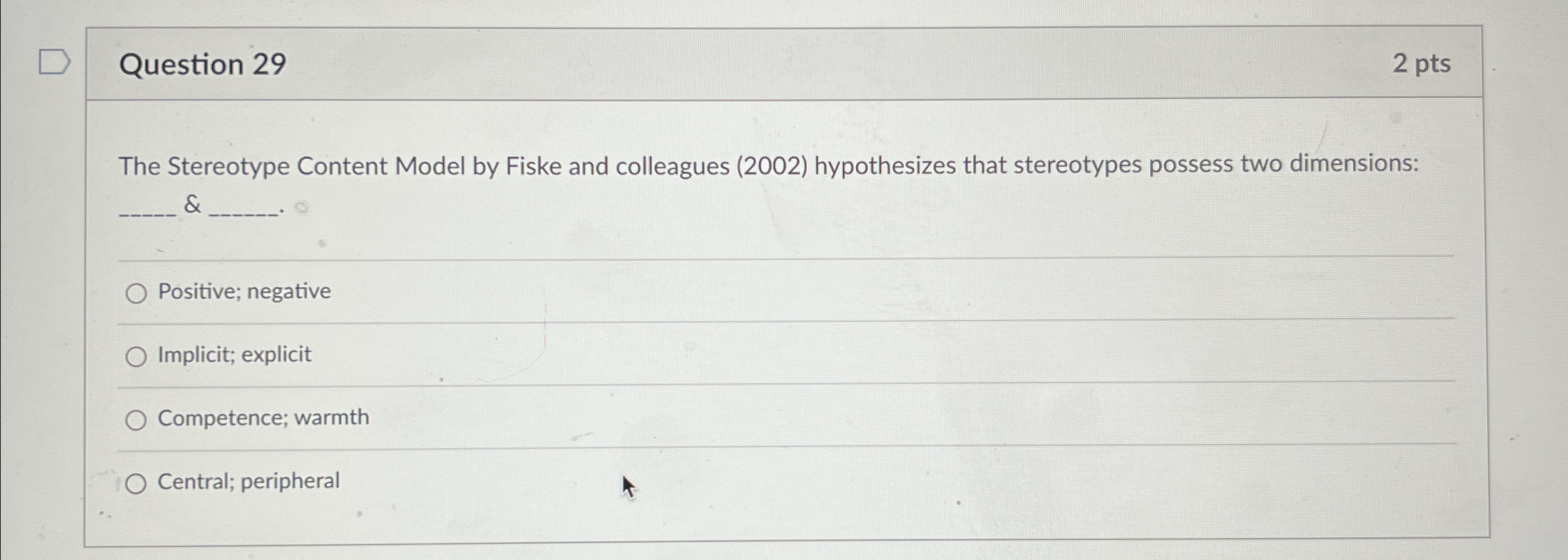 Solved Question 292 ﻿ptsThe Stereotype Content Model by | Chegg.com