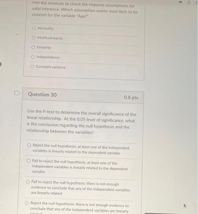 Solved Plot the residuals to check the required assumptions | Chegg.com