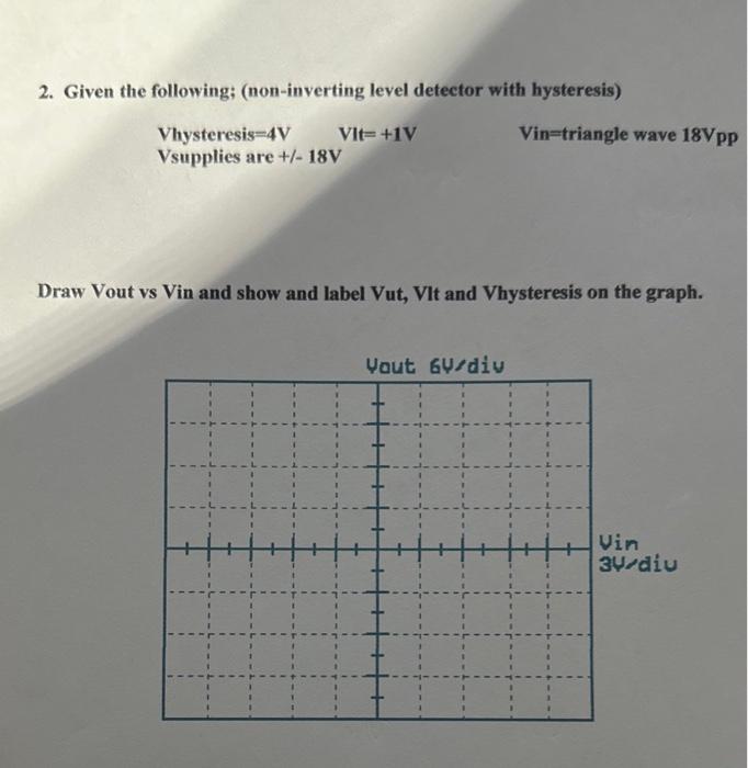 Solved 2. Given the following; (non-inverting level detector | Chegg.com