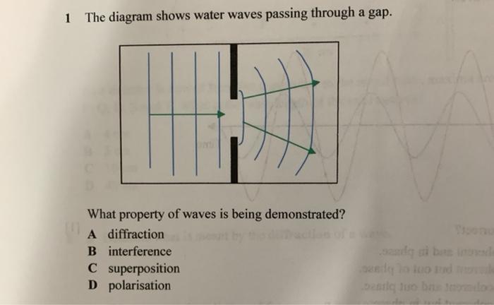 Solved The diagram shows water waves passing through a gap. | Chegg.com