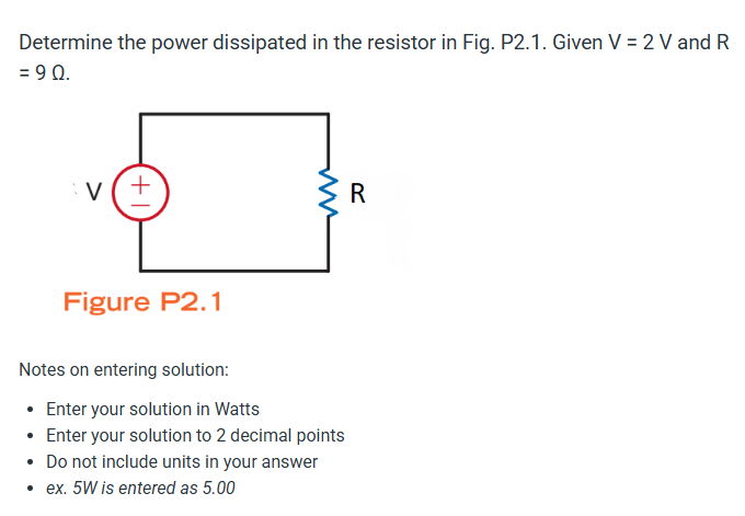 Determine the power dissipated in the resistor in | Chegg.com