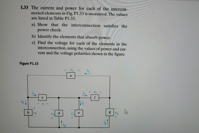 Solved 1.33 The current and power for each of the intercon- | Chegg.com