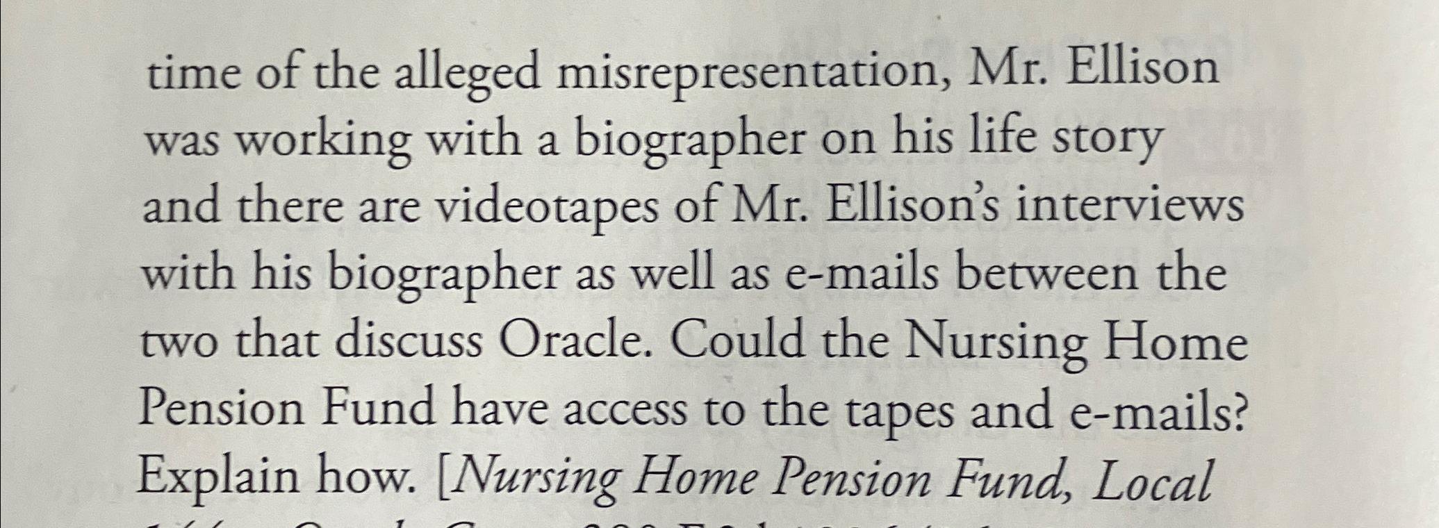 Solved time of the alleged misrepresentation, Mr. ﻿Ellison | Chegg.com