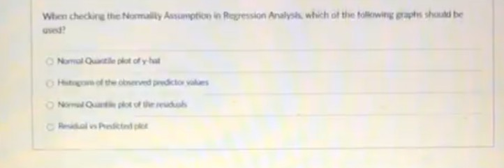 Solved When checking the Normality Assumption in Regression | Chegg.com