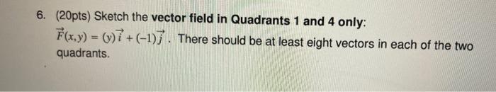 Solved 6. (20pts) Sketch the vector field in Quadrants 1 and | Chegg.com