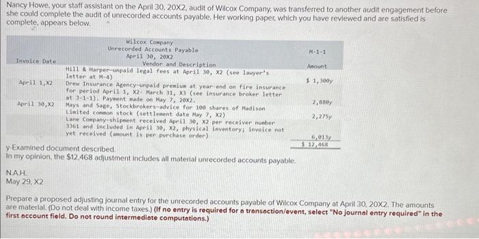 Solved she could complete the audit of unrecorded accounts | Chegg.com