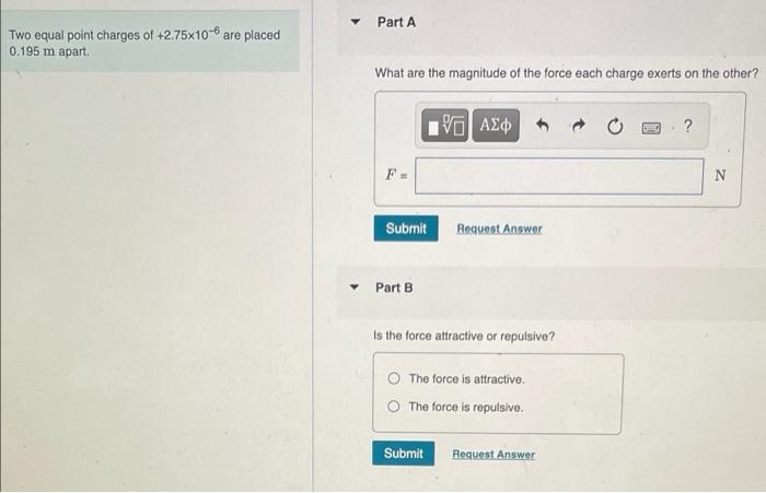 Solved Part A Two equal point charges of +2.75x10-6 are | Chegg.com