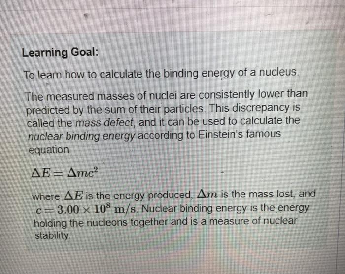 Solved Learning Goal: To learn how to calculate the binding | Chegg.com