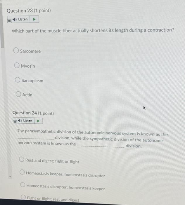 Solved Question 23 (1 point) Listen Which part of the muscle | Chegg.com