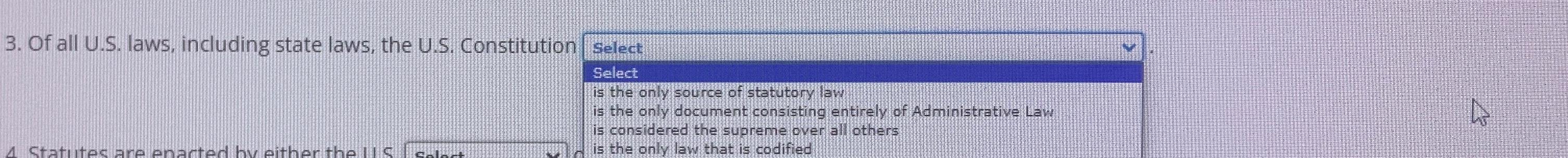 Solved Of all U.S. ﻿laws, including state laws, the U.S. | Chegg.com