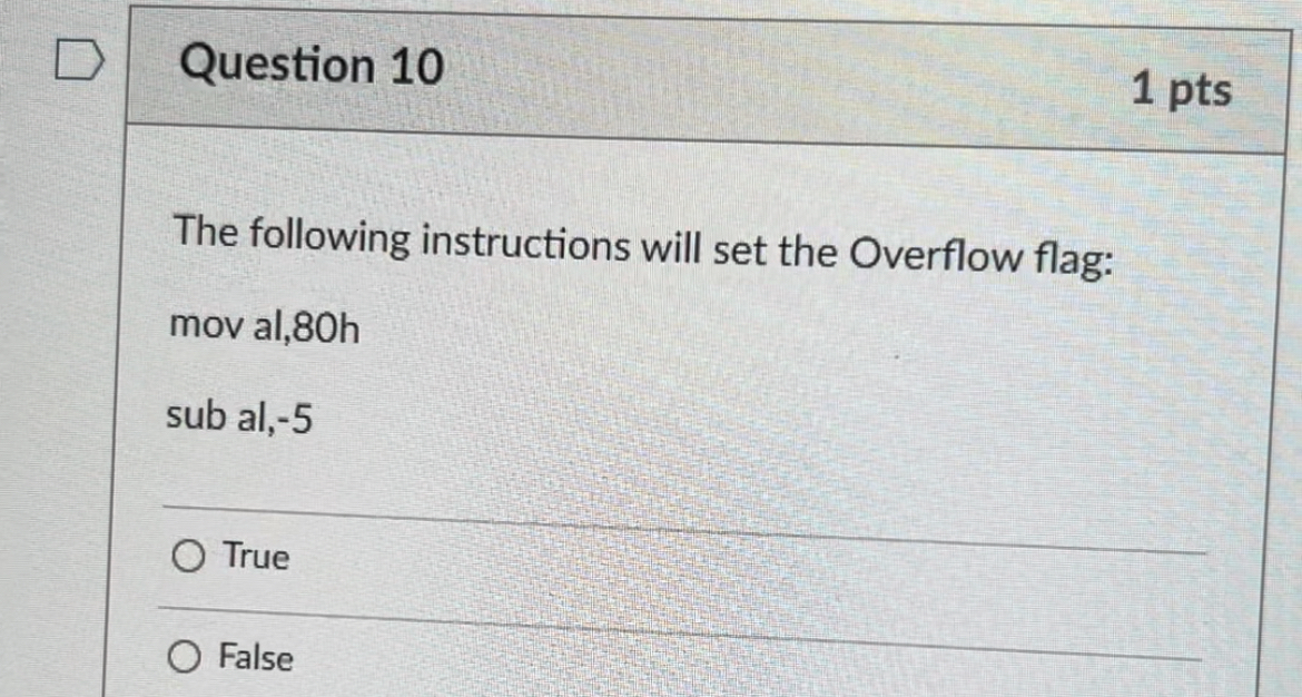Solved Question 101 ﻿ptsThe following instructions will set | Chegg.com