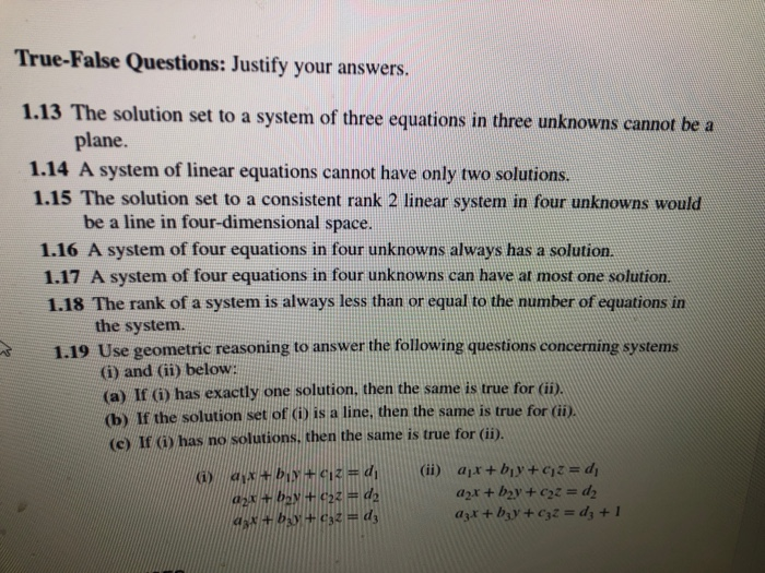 Solved True-False Questions: Justify your answers. 1.13 The | Chegg.com