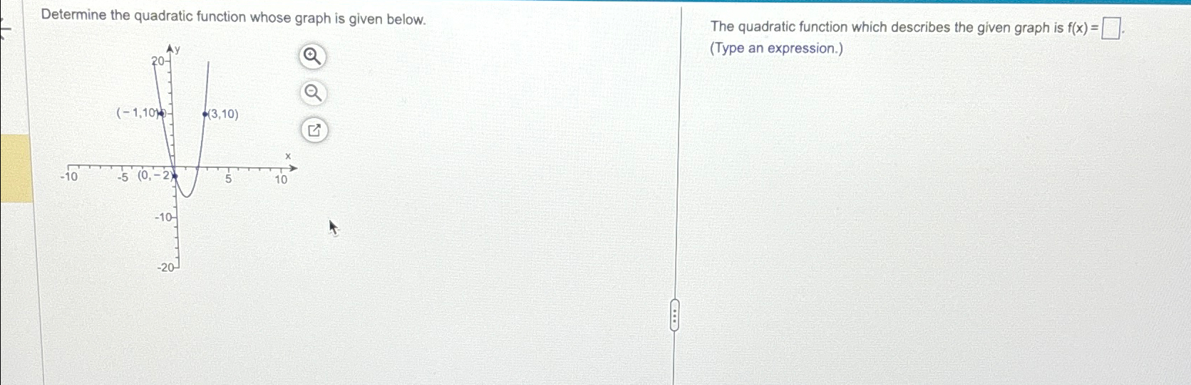 Solved Determine the quadratic function whose graph is given | Chegg.com