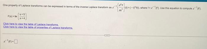 Solved One property of Laplace transforms can be expressed | Chegg.com