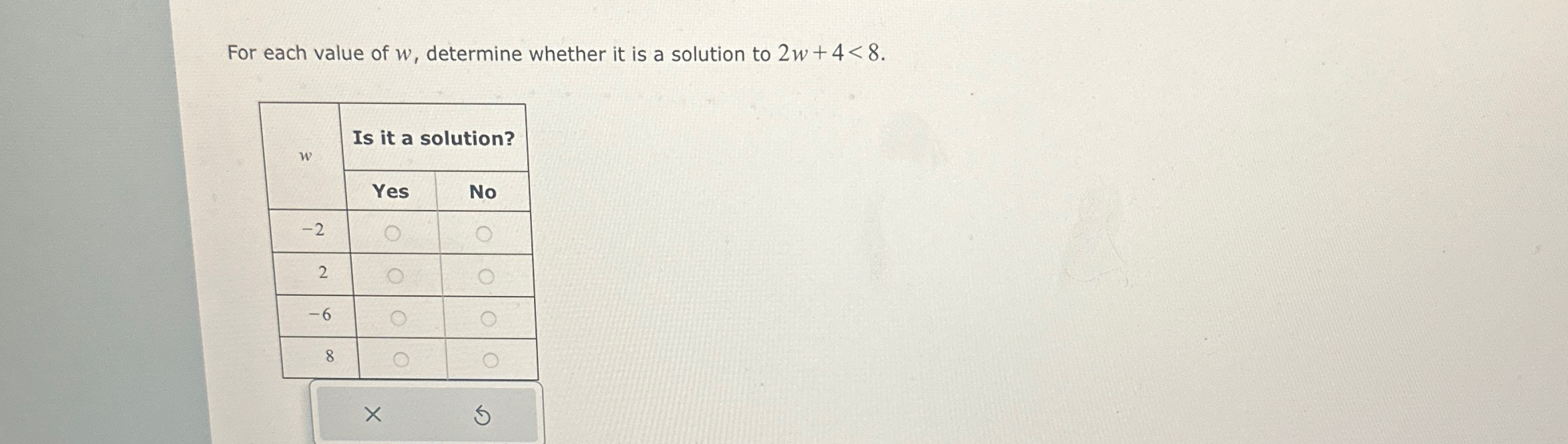 Solved For each value of w, ﻿determine whether it is a | Chegg.com