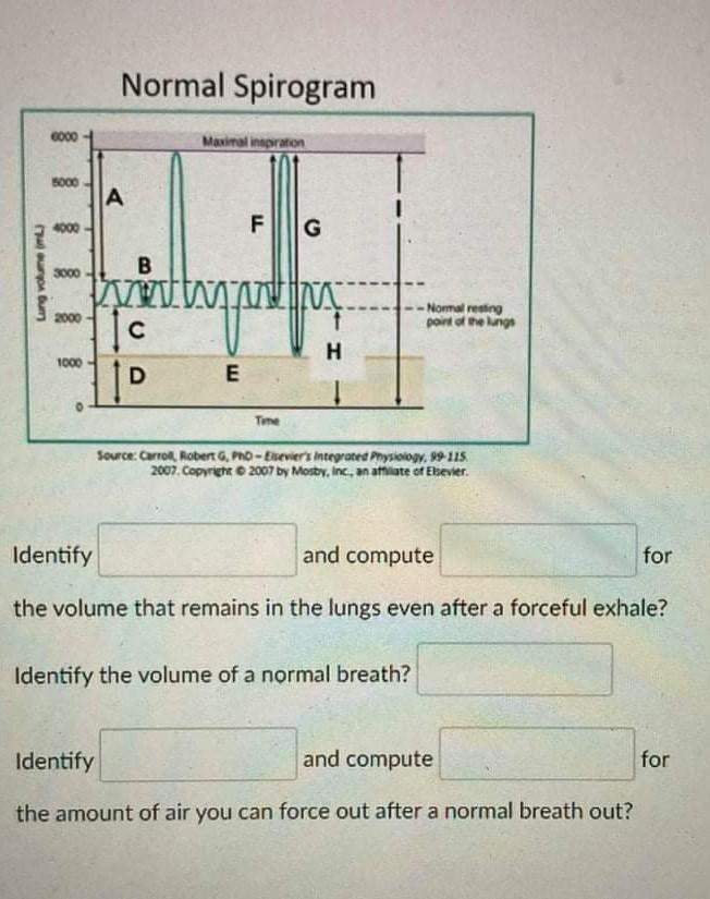 Solved Normal Spirogram 6000 Maximalinguration 5000 A 7 F | Chegg.com
