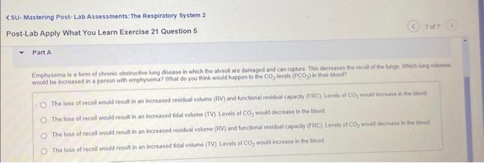 Solved 1- Mastering Post-Lab Assessments: The Respiratory | Chegg.com