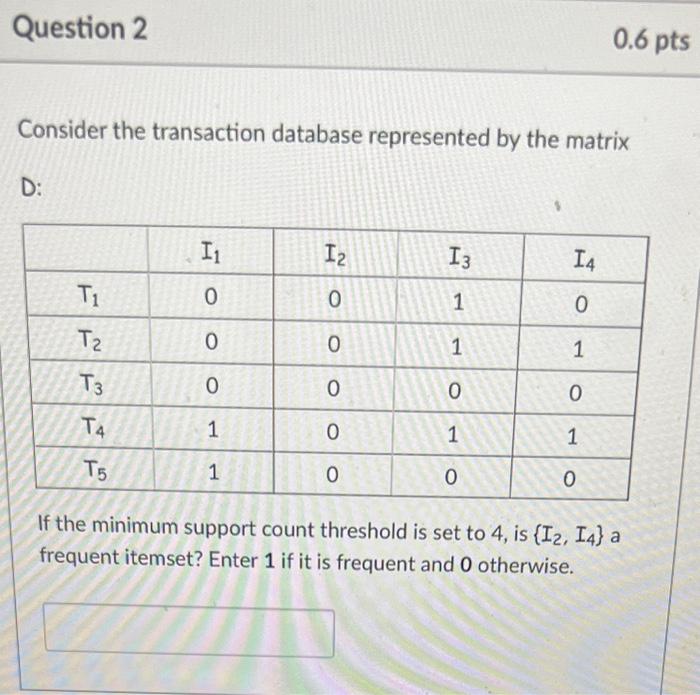 Solved Consider the transaction database represented by the | Chegg.com