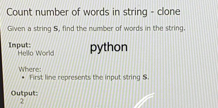 Solved Count number of words in string - clone Given a | Chegg.com