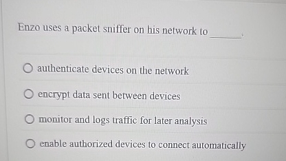 Solved Enzo uses a packet sniffer on his network to | Chegg.com