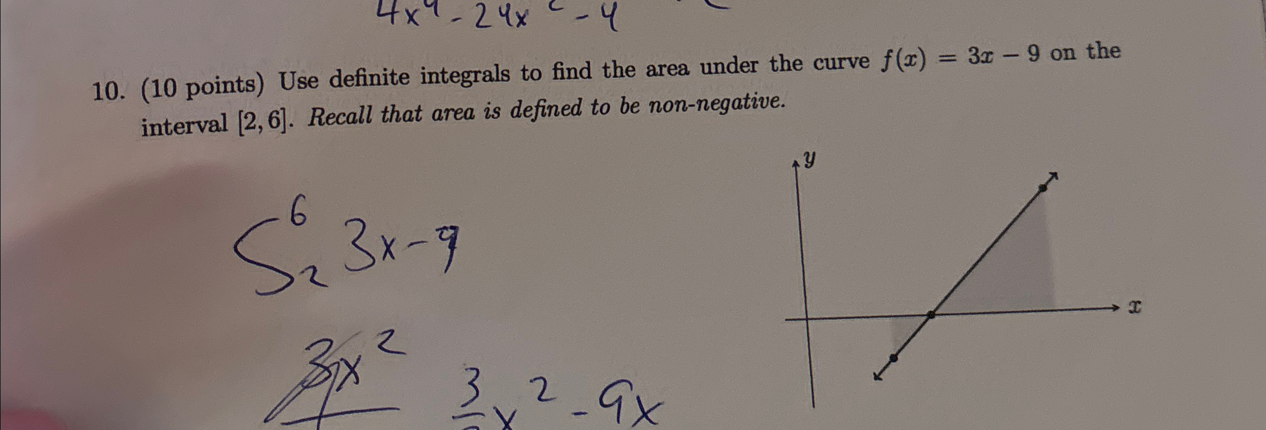 Solved (10 ﻿points) ﻿Use definite integrals to find the area | Chegg.com