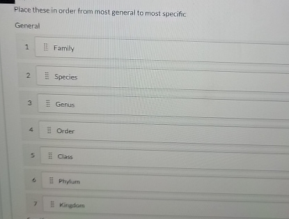 Solved Place these in order from most general to most | Chegg.com