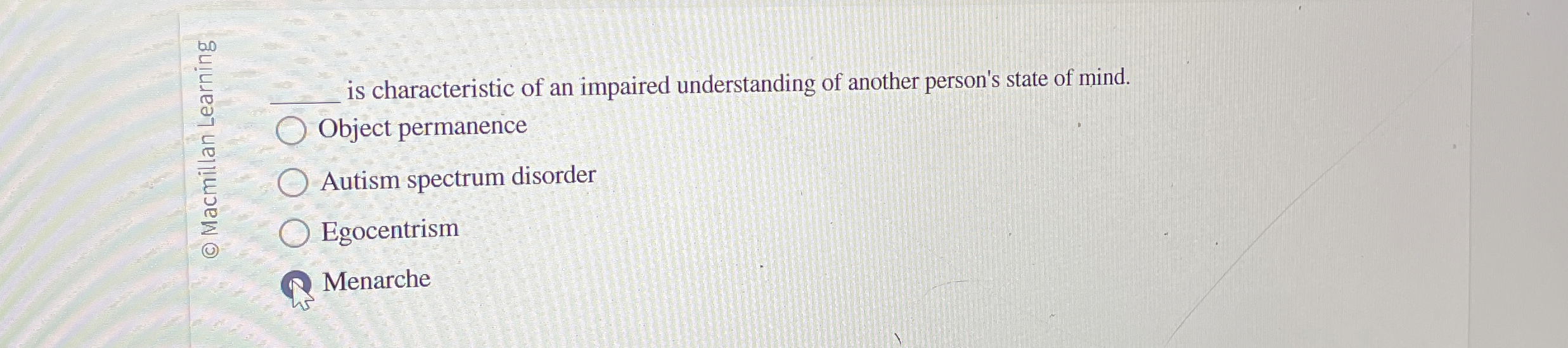 Solved is characteristic of an impaired understanding of | Chegg.com