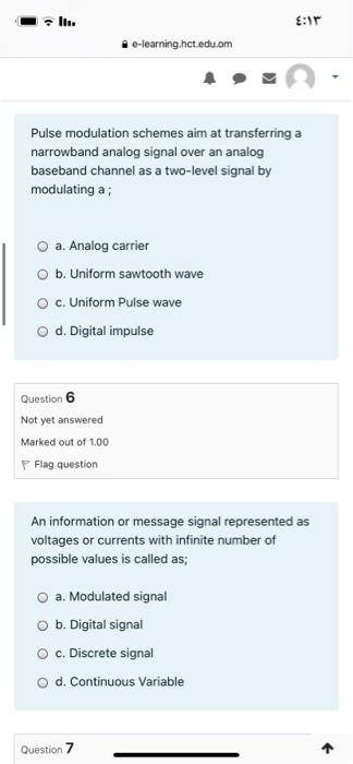 Solved :۱۳ e-learning.hct.edu.om Pulse modulation schemes | Chegg.com