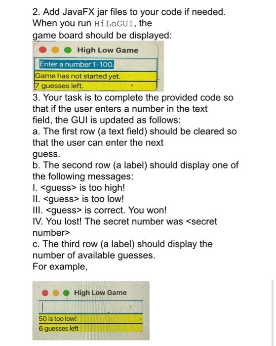 The following are code that implements a high-low | Chegg.com