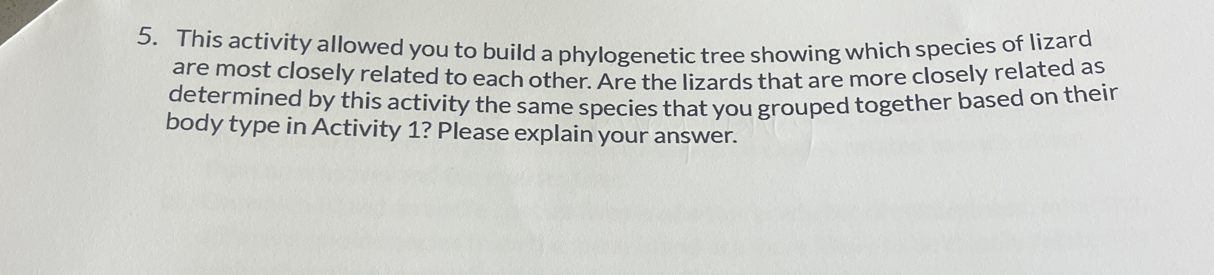 Solved This activity allowed you to build a phylogenetic | Chegg.com