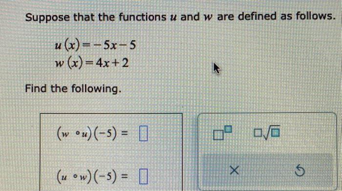 Solved Suppose that the functions u and w are defined as | Chegg.com