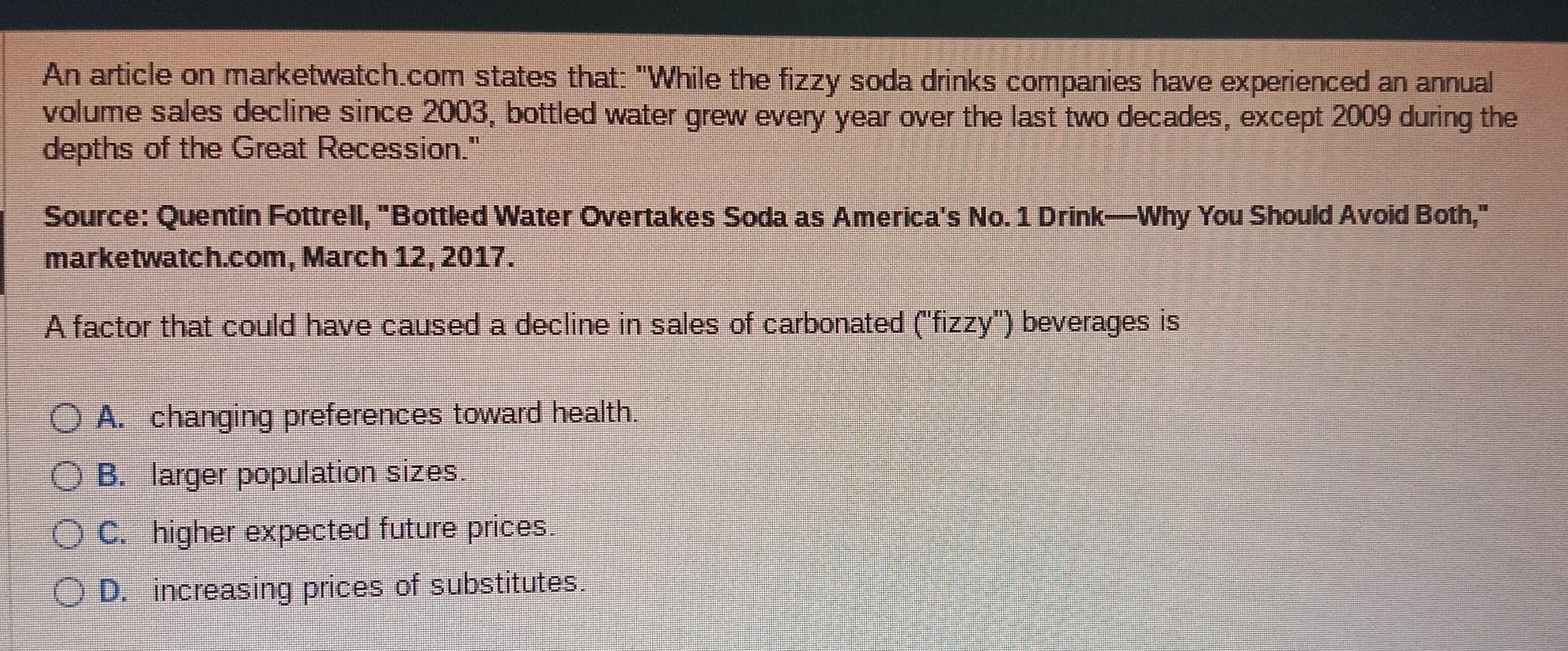 Solved An article on marketwatch.com states that: "While the | Chegg.com
